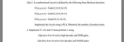 Solved A Combinational Circuit Is Defined By The Following