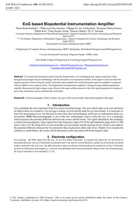 Pdf Eog Based Biopotential Instrumentation Amplifier