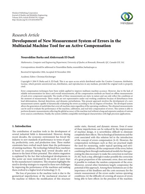 Pdf Development Of New Measurement System Of Errors In The Multiaxial Machine Tool For An