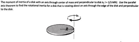 SOLVED The Moment Of Inertia Of A Disk With An Axis Through The Center Of Mass And