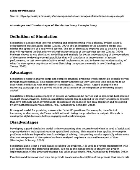 📚 Advantages And Disadvantages Of Simulation Essay Example Free Essay Term Paper Example