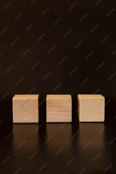 Premium Photo 3 Empty Blocks On Black Background