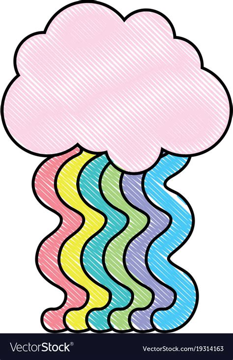 grated cloud with bright rainbow sky design vector image