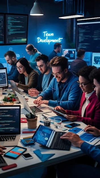 Premium Photo Developing Programmer Team Development Website Design And Coding Technologies