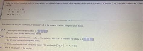 Solved X Solve The System Of Inear Equations If The System