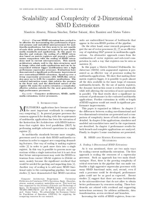 Pdf Scalability And Complexity Of 2 Dimensional Simd Extensions