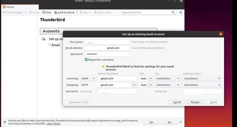 vmware configuring thunderbird for imap access gmail ubuntu 19 10