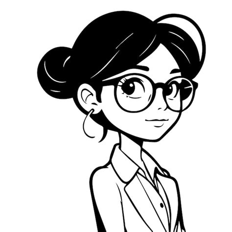 Drawing Of A Woman Wearing Glasses And A Suit Premium Ai Generated Vector