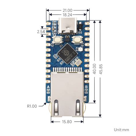 rp2350 eth raspberry pi pico based mcu with 4mb flash bastelgarage