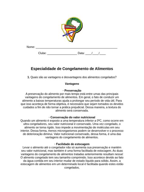 Congelamento De Alimentos Pdf