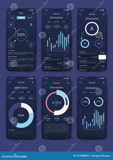 Different UI UX GUI Screens And Flat Web Icons For Mobile Apps Stock Vector Illustration Of