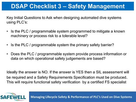 Plcs In Diving Systems A Life Cycle Presented By Ed Gardyne Of Safewell Managing Lifecycle