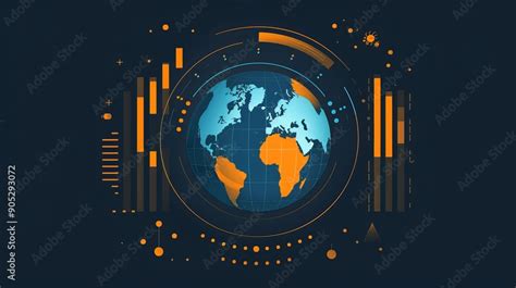 Global Market Analysis Clip Art ม Globe With Graphs Clip Art ม Chart And Globe Clip Art Stock