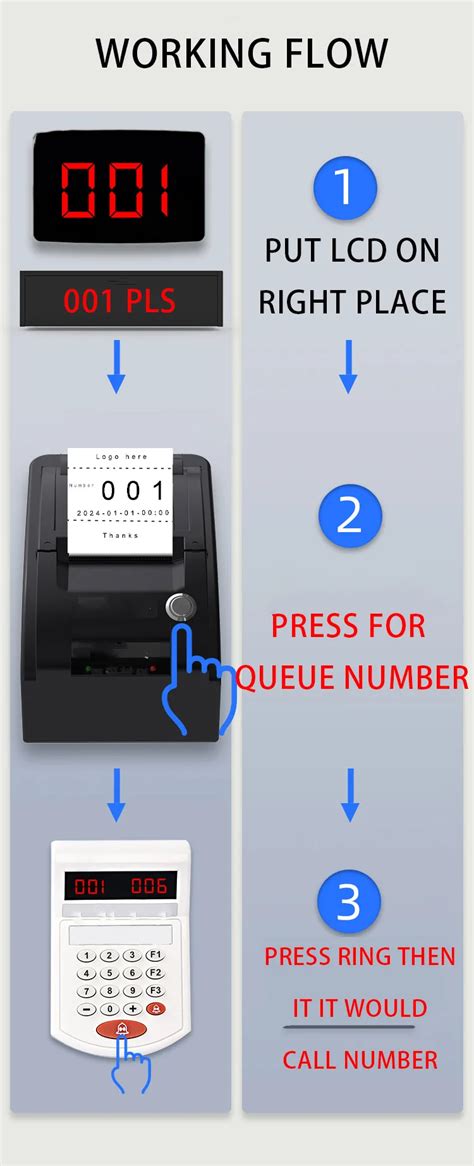 80mm thermal queue management system with calling system 2 power mode