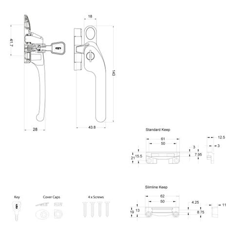 Timber Locking Right Handed Casement Window Handle