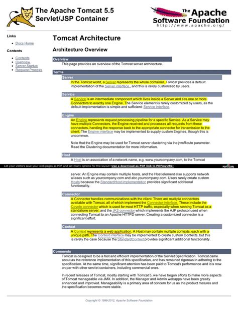 The Apache Tomcat 55 Servletjsp Container Tomcat Architecture Pdf