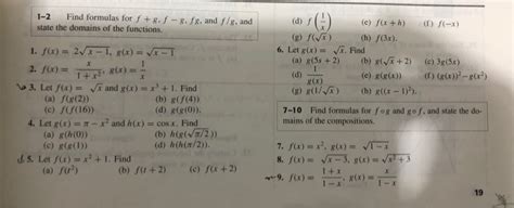 Solved Find Formulas For Fgf G Fg And Fg And 1 2 D F