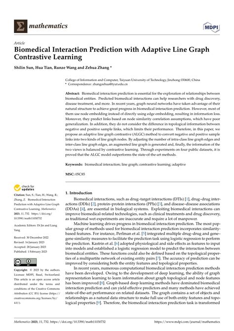 Pdf Biomedical Interaction Prediction With Adaptive Line Graph Contrastive Learning