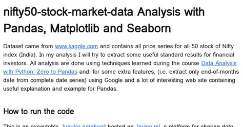 Zerotopandas Course Project Nifty 50 Stock Market Data From Nse India