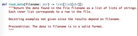 Solved Def Read Data Filename Str List List Str Chegg Com
