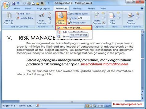 Microsoft Word References Tab Tutorial Learn MS Word IT Online Training
