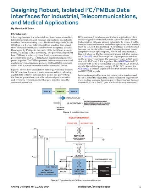 Designing Robust Isolated I Cpmbus Data Interfaces For Industrial