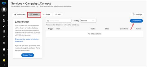 step 1 creating an in app flow in webex connect