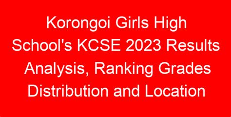Korongoi Girls High Babe S KCSE Results Analysis Ranking Grades Distribution And