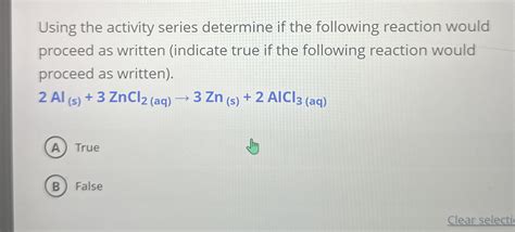 Solved Using The Activity Series Determine If The Following Chegg