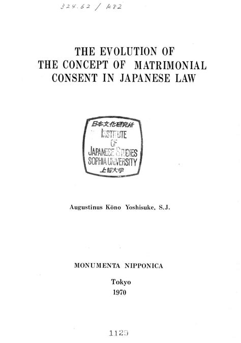 The Evolution Of The Concept Of Matrimonial Consent In Japanese Law