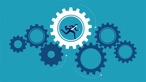 조직 추진 기어 톱니바퀴에 노력을 기울여 달리는 사업가 효율에 대한 스톡 벡터 아트 및 기타 이미지 효율 달리기 무선