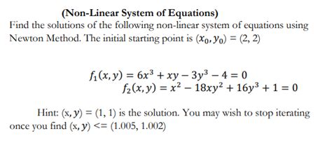 solved non linear system of equations find the solutions