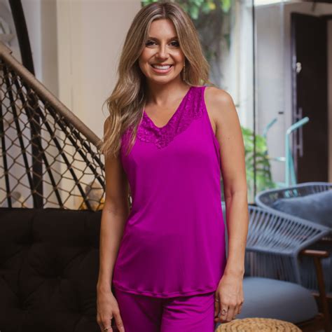 Provence Lingerie Pijama Em Liganete Com Renda Regata