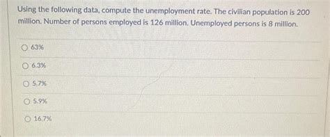 solved using the following data compute the unemployment