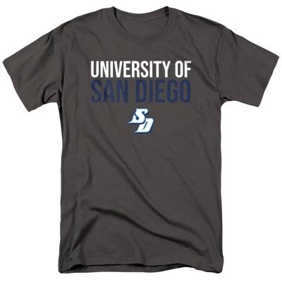 Mens University Of San Diego Official Stacked Adult T Shirt Charcoal