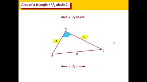 Area Of A Non Right Angled Triangle Youtube
