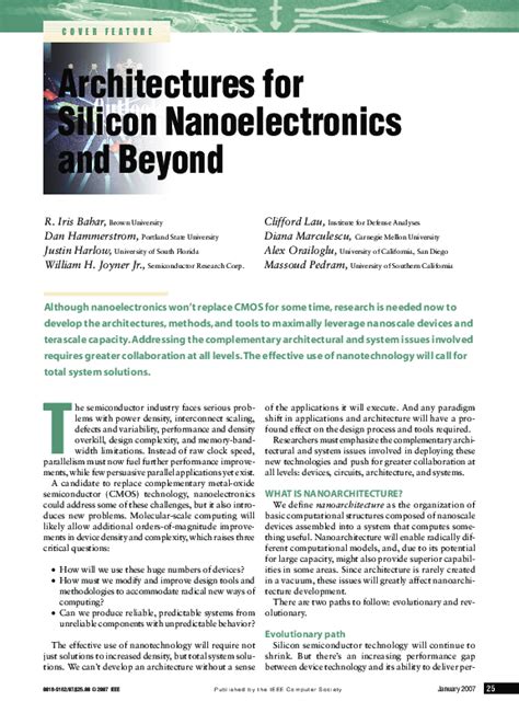 pdf architectures for silicon nanoelectronics and beyond dan