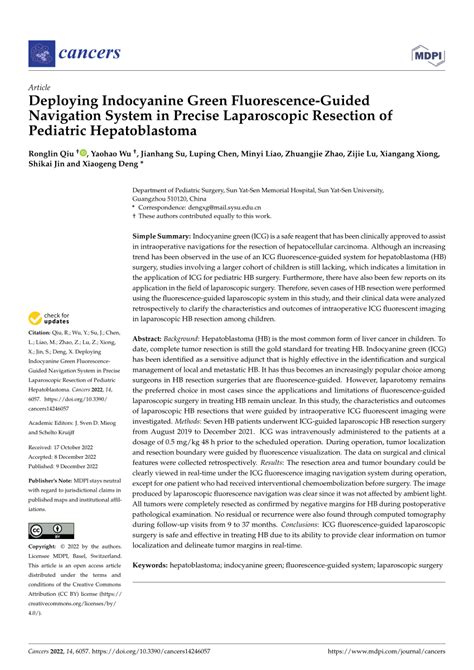 Pdf Deploying Indocyanine Green Fluorescence Guided Navigation System In Precise Laparoscopic