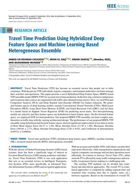 Pdf Travel Time Prediction Using Hybridized Deep Feature Space And Machine Learning Based
