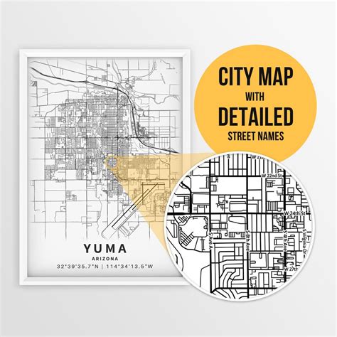 Printable Map Of Yuma Arizona Usa With Street Names Instant