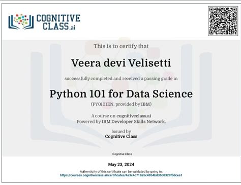 Veera Devi Velisetti On Linkedin Datascience Python Ibm Cognitiveclass Continuouslearning