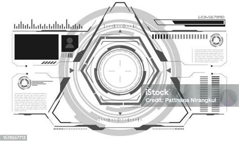 Hud 공상 과학 인터페이스 화면 흑백 뷰 디자인 가상 현실 미래 기술 디스플레이 벡터 Sf 영화에 대한 스톡 벡터 아트 및 기타 이미지 Sf 영화 가상현실 가상현실