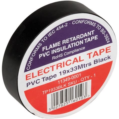 Tp1933blk Black Pvc Electrical Tape 19mm X 33m Roll Uk