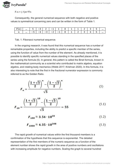 Fibonacci Sequence And Related Mathematical Concepts 2144 Words
