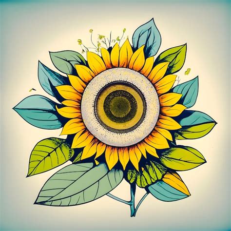 Ilustración De Girasol Vector Premium