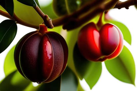 Premium Ai Image Cocoa Tree With Ripe Fruits Closeup