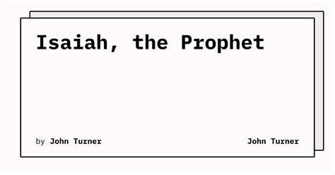 Isaiah The Prophet