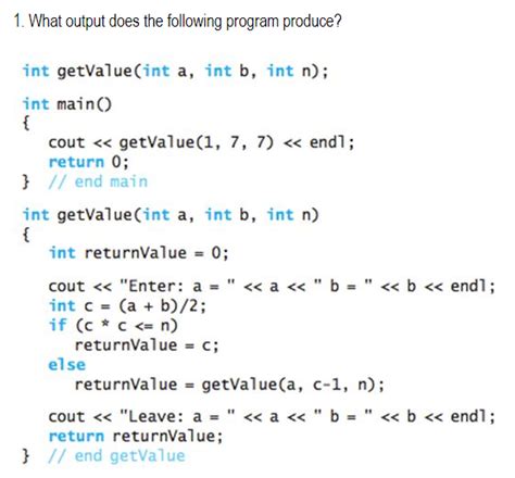 Solved 1 What Output Does The Following Program Produce Chegg Com