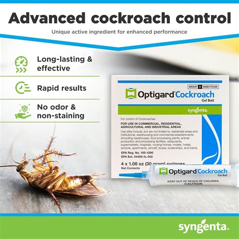 Optigard Cockroach Gel Bait 4 Tubes X 30 Grams 1 Plunger And 2