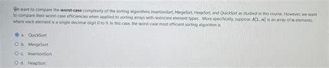Solved Qhe Want To Compare The Worst Case Complexity Of The